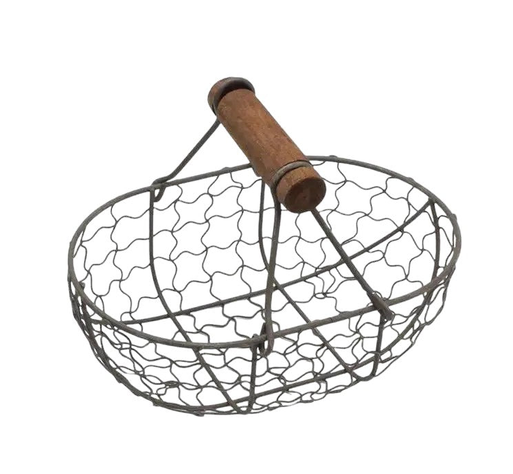Rustic Wire Basket with Handle - Rustic Brown – Wattleseed Homewares